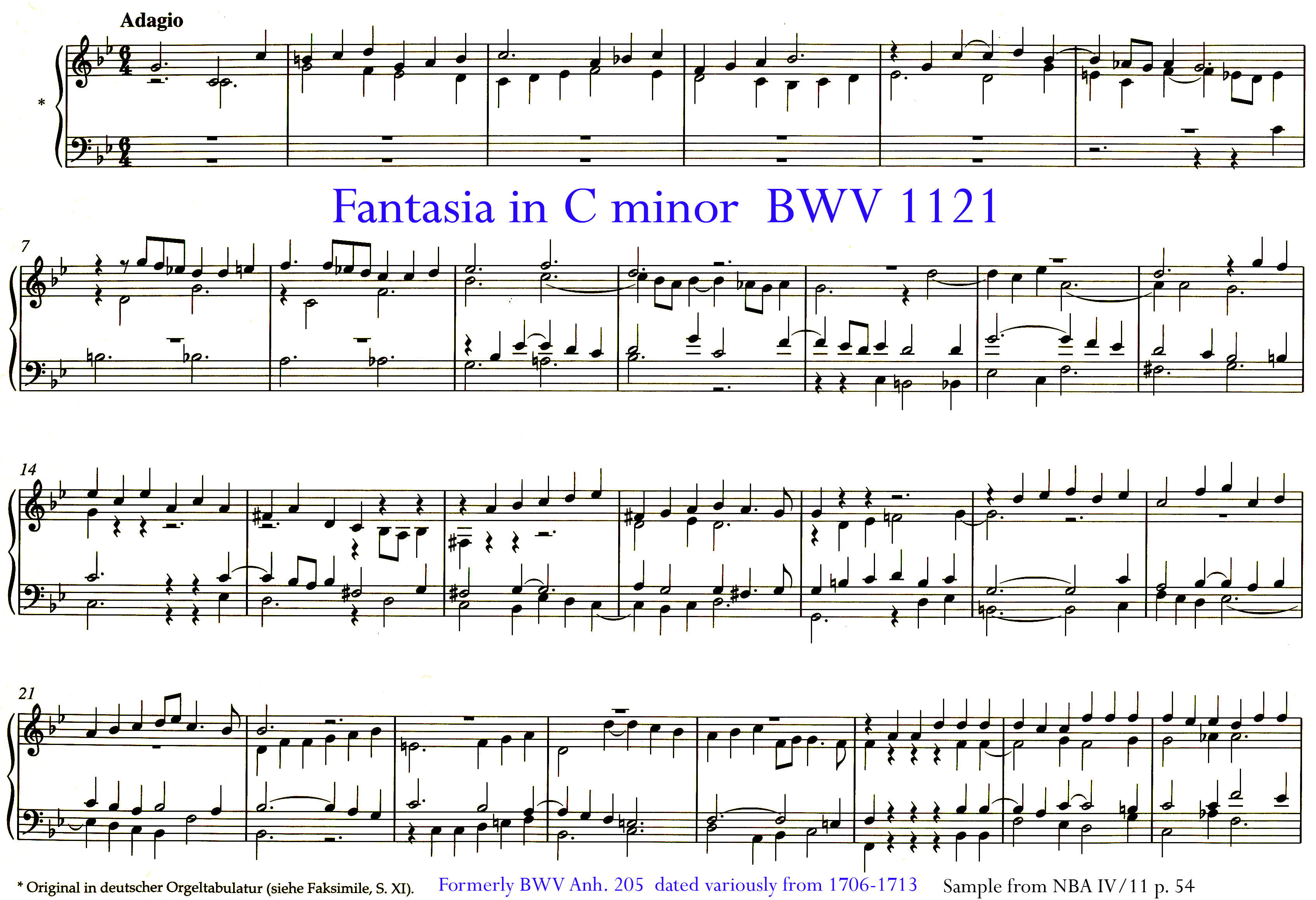 BWV 1121 - Organ Tablature