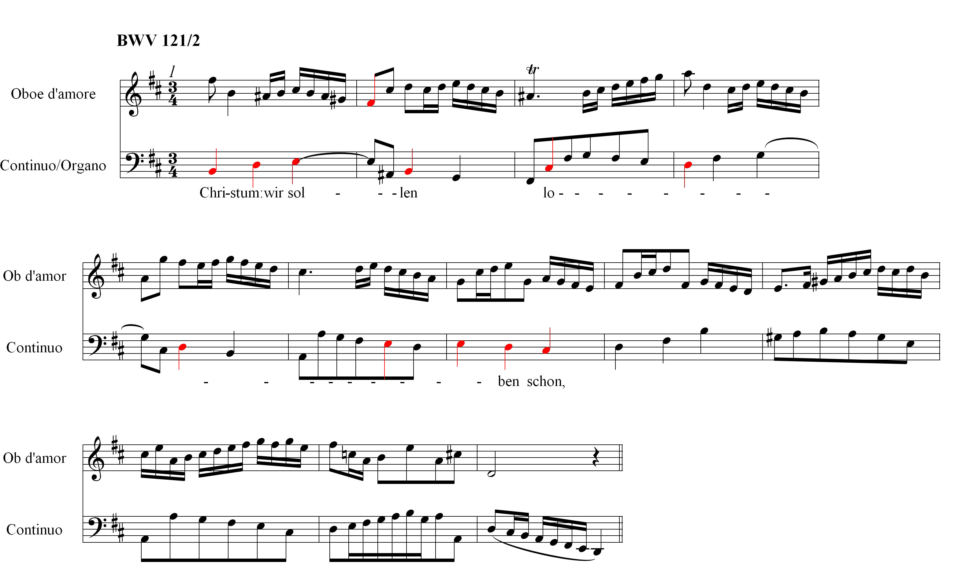 Cantata BWV 121 - Examples from the Score